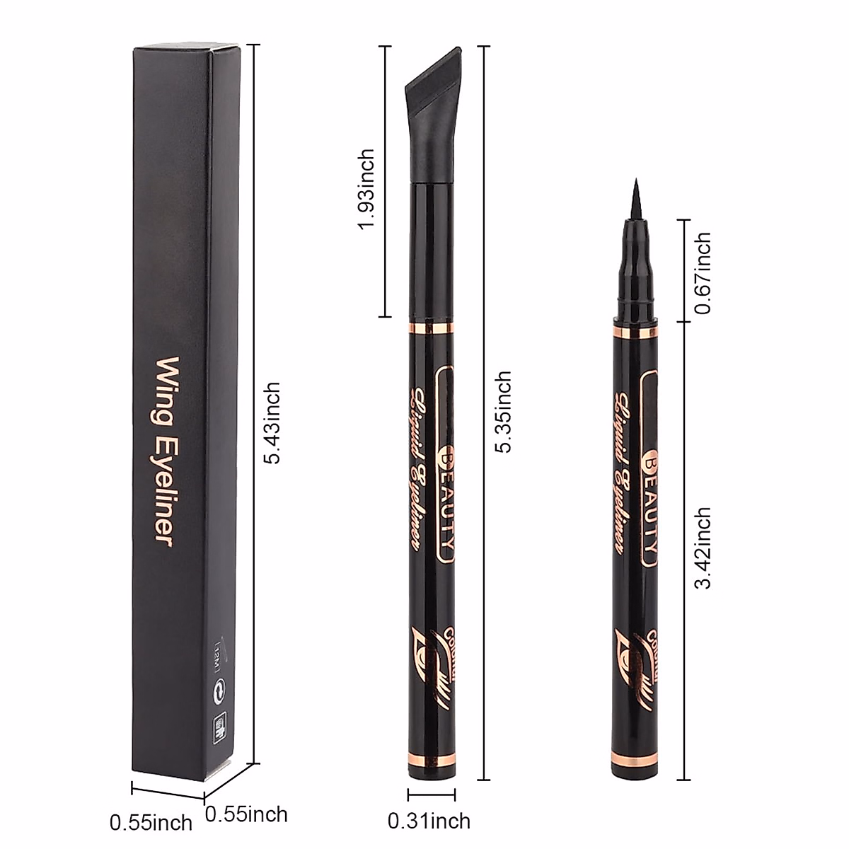 Erinde 2PCS Black Liquid Eyeliner with Eyeliner Stencils, Waterproof Eye Liners Pen, Long-Lasting eyeliner liquid liner, Quickly Dry, Smudgeproof, Longwearing with Ultra-Fine Tip (#01)