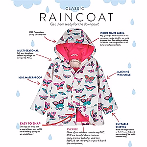 Hatley Girls' Little Button-Up Printed Rain Jacket, Groovy Butterflies, 2 Years