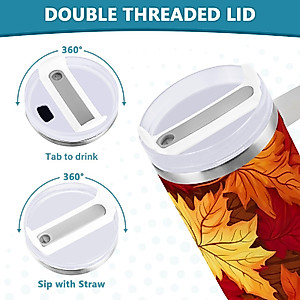 YKZEYK Leaf Watercolor Fall 40 OZ Tumbler with Handle And Straw Insulated Tumblers Coffee Mug Travel Cup Reusable Water Bottle Cup Tumbler