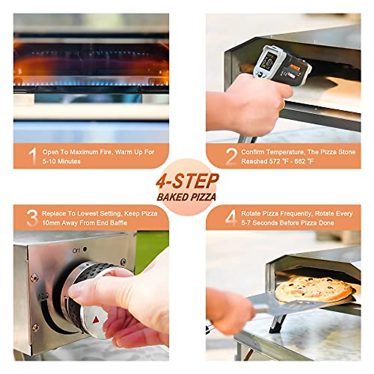 BIG HORN Gas Pizza Oven, 12 inch Portable Stainless Steel Propane Pizza Oven, Outdoor Pizza Maker with Stone for Baked Pizza