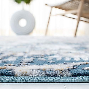 SAFAVIEH Lagoon Collection 5'5" x 7'7" Blue/Gold LGN174M Distressed Non-Shedding Living Room Bedroom Dining Home Office Area Rug