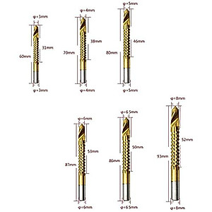 Yiying Serrated Drill Bit Set, 6pcs Twist Drill Household Metal Punch Woodworking Reaming Slot Multifunctional Hand Drill 3mm-8mm