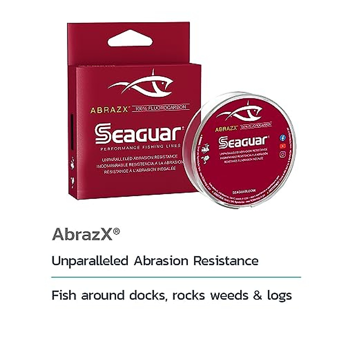 Seaguar AbrazX 100% Fluorocarbon Fishing Line 25lbs, 1000yds Break Strength/Length - 25AX1000
