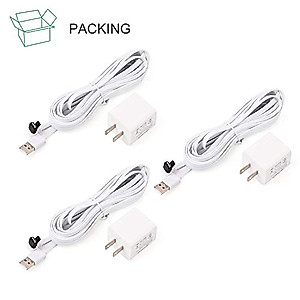 3Pack 30FT Weatherproof Outdoor Power Cable for Arlo Pro and Arlo Pro 2, with Quick Charge 3.0 Power Adapter Charger Continuously Charging Your Camera (White)