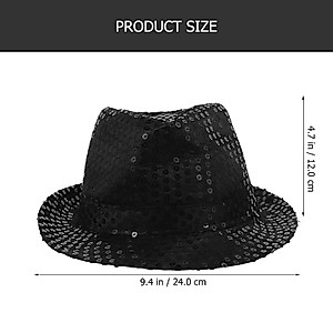 TENDYCOCO 2pcs Fashion Sequin Fedora Hats for Women Men Jazz Hat Disco-Black