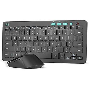 Rii RKM709 2.4 Gigahertz Ultra-Slim Wireless Keyboard and Mouse Combo, Multimedia Office Keyboard for PC, Laptop and Desktop,Business Office(Black)