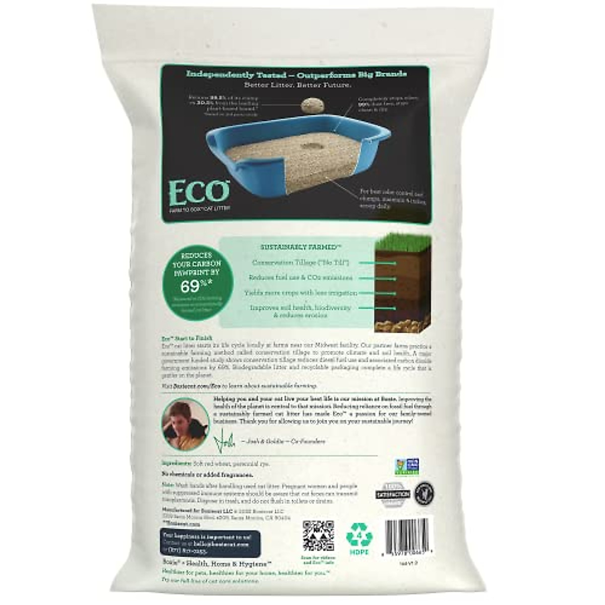 Boxiecat Eco Farm to Box Ultra Sustainable Cat Litter -Scent Free- 16.5 lb- Lightweight, Plant-based Premium Clumping Formula- All Natural Odor Control, Stays Ultra Clean