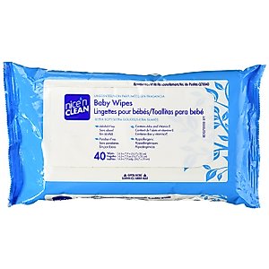 Nice 'N Clean Baby Wipes with Aloe, Travel Pak, Unscented, Hypoallergenic, 40 Wipes