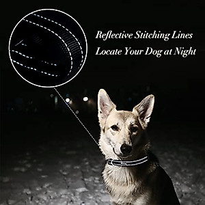 Personalized Dog Collar Adjustable Dog Collar Fadeproof Custom Embroidered with Pet Name and Phone Number, 11 Thread Color Options for Boy and Girl Dogs