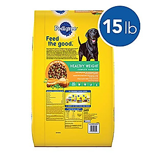 PEDIGREE Healthy Weight Adult Dry Dog Food Roasted Chicken & Vegetable Flavor Dog Kibble, 15 lb. Bag