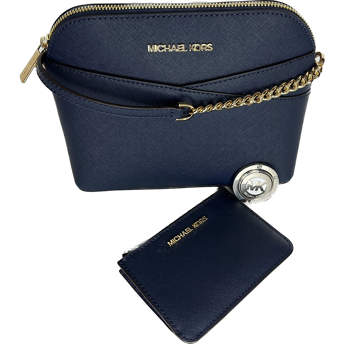 Michael Kors MICHAEL Michael Kors Jet Set Travel MD Dome XCross Crossbody bundled with SM TZ Coinpouch Purse Hook (Pink)