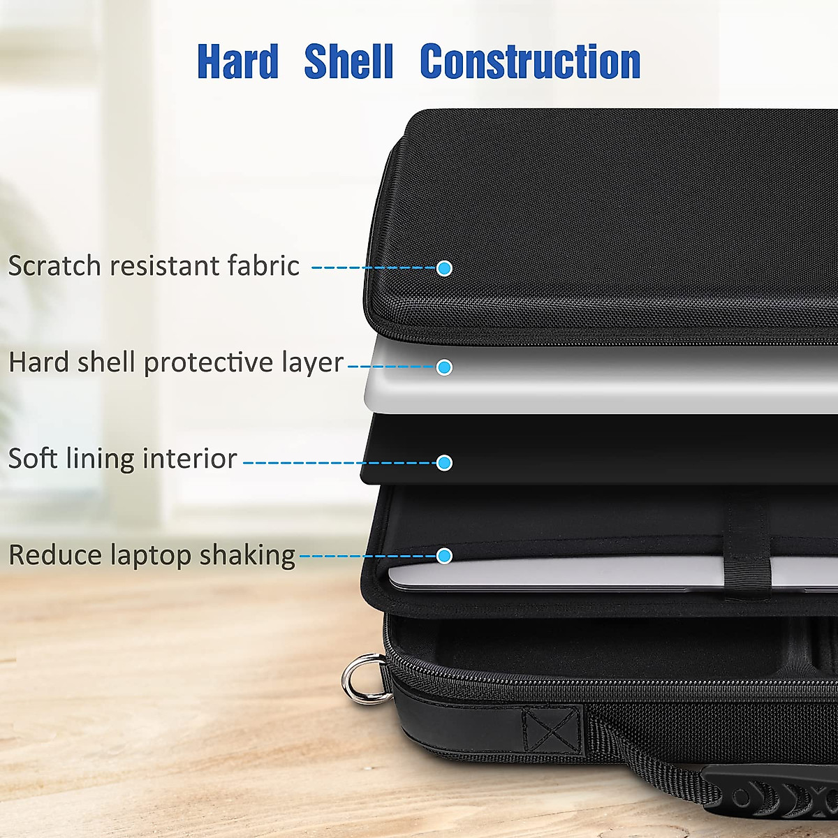 SITHON Hard Shell Laptop Shoulder Bag for 13.6-inch MacBook Air M3/A3113 M2/A2681 2024-2022, MacBook Pro 14 M4 Pro Max 2024 A3112 A3401 A3185, Shockproof Tablet Case Electronics Storage Bag, Black