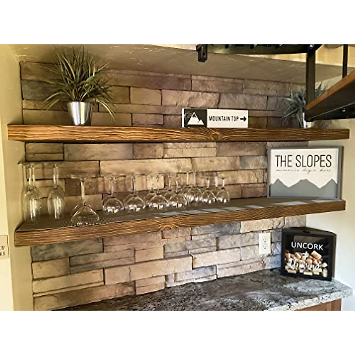 Joel's Antiques Floating Wall Shelf - 60-Inch Wood Decor & Long for Fireplace Mantel, Bookshelf, Bedroom, & Farmhouse - Wall-Mounted Rustic Stand, Wooden Hanging Display - Medium Brown, 60x10x2