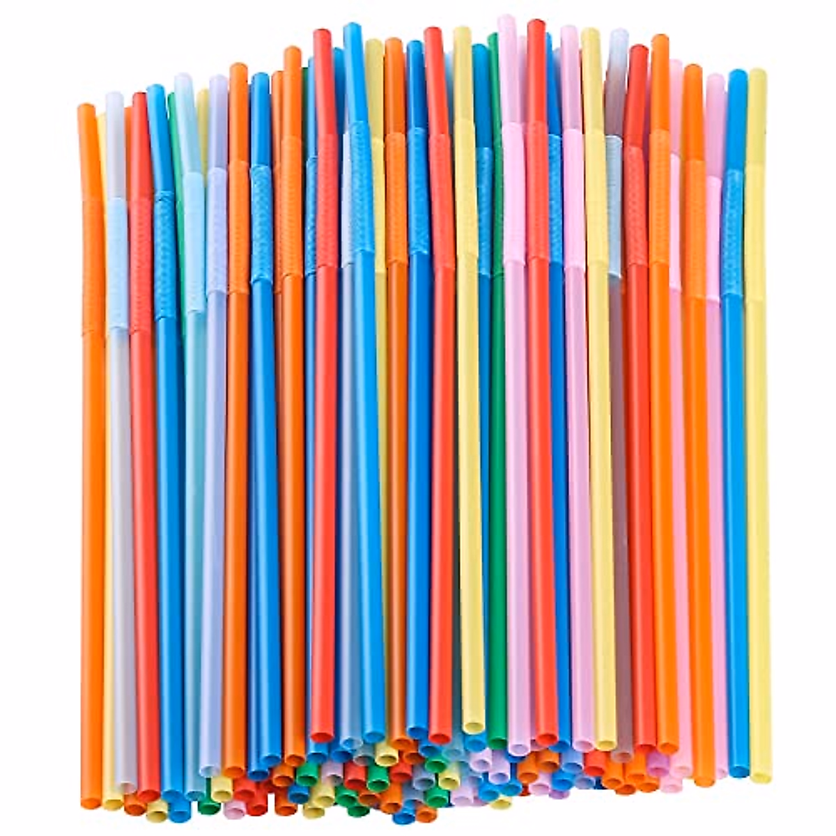 200 Pcs Disposable Drinking Straws, Colorful Long Flexible Bendy Straws (0.23'' diameter and 10.2" long)