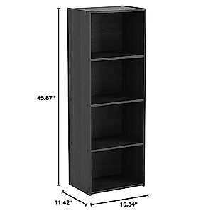 IRIS USA Small Spaces Wood, Bookshelf Storage Shelf, Bookcase, 4-Tier, Black