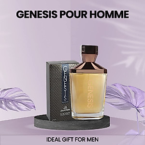 Jean Rish Genesis Pour Homme Eau De Toilette Perfume for Men (3.4 Fl Oz / 100ml) with Lemon, Woody & Lavender Notes - Long Lasting and Luxury Fragrance