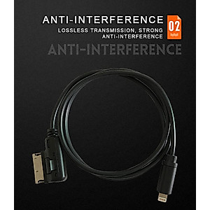 Car Audio Charging Adapter Cord Compatible with Apple iPhone 11 Xs Max XR X 8 7 6 for Audi A1/A3/A4L/A5/A6L/A8/Q3/Q5/Q7/TT, Music Charging 2-in-1 Conversion Cable