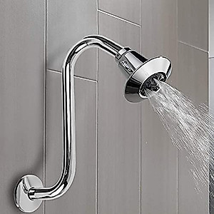 Shower Head Extension Arm with Flange,"S" Shaped Shower Head Riser Extension Arm, 10 inch Chrome Shower Pipe Extension
