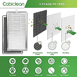 4 Pack 15 Replacement Filter, 3-in-1 Pre-Fiter, True H13 HEPA Filter and Activated Carbon Filter Compatible with 15 Air Purifier
