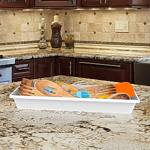 Lavish Home Storage Bin- Plastic Drawer Organizer Tray with Non-Slip Liner for Kitchen, Office or Vanity – Tableware, Office Supplies, and Makeup