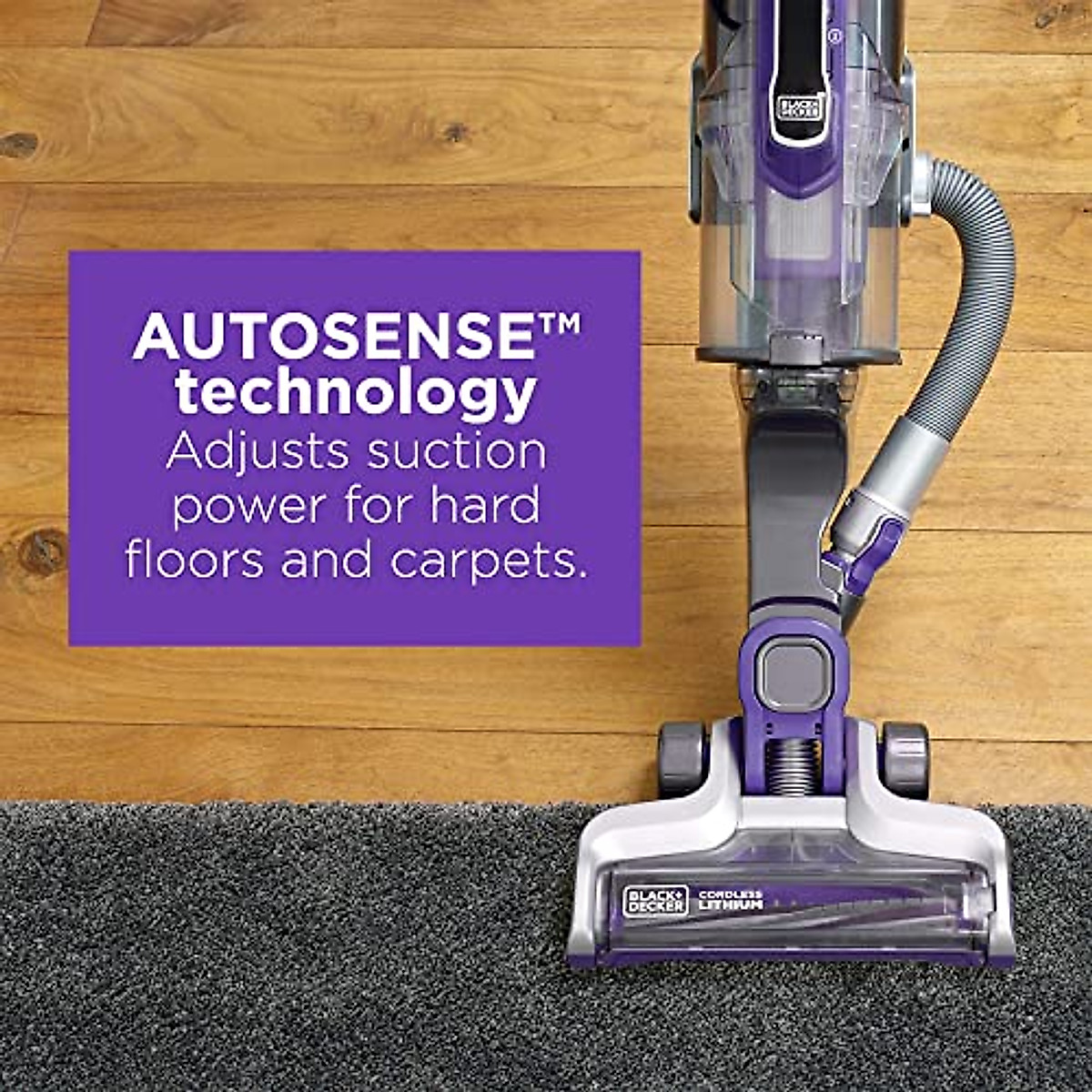 BLACK+DECKER HCUA525JP Cordless 2-in-1 Stick Vacuum, Powerseries Pro 20V Pet Vacuum, Purple