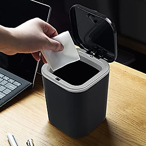 Zopnny Plastic 0.5 Gallon Tiny Trash Can, Desktop Mini Waste Bin, Black