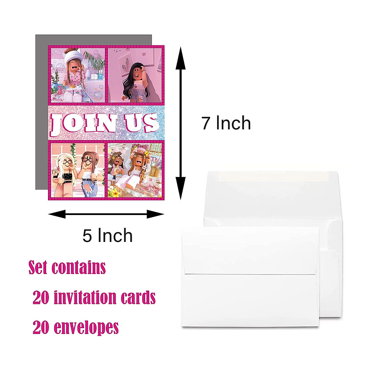 DB11 20pcs Sandbox Game Birthday Party Invitations Sandbox Game Party Decoration Invitation Cards with 20 Envelope Boys and Girls Baby Shower