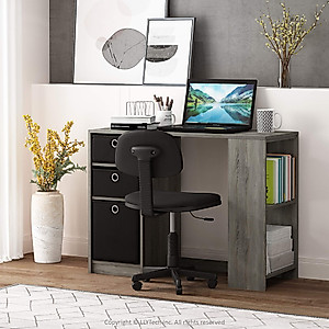 Furinno Jaya Modern Computer Study Desk, Small, French Oak Grey/Black