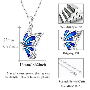 AOVEAO Butterfly Necklace,925 Sterling Silver Hypoallergenic Butterfly Necklace Jewelry for Sensitive Ears Mother Day Gift for Women Girlfriend Butterfly Lovers with Gift Box