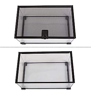 REPTI ZOO 10 Gallon Reptile Tank Glass Natural Cages Terrarium 20" x 12" x 10" Sliding Screen Top for Reptile Hamster Hedgehog Small Animals