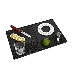 True Bar Mat, Multipurpose, Silicone Cocktail Prep Station, Rimmer, Cutting Board, Drying Mat, Set of 1, Black