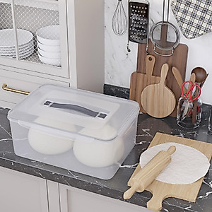 Julyeen 6 Packs Large Plastic Airtight Rectangular Food Storage Container, 15L/33 Lbs, Kitchen Pantry Dry Food Cat/Dog Food Storage Containers Set, Proof Dough Containers, Bread Box