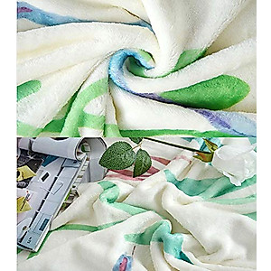 VIVILINEN Flannel Throw Blankets Flamingo Pattern Super Soft Fleece Plush Lap Blankets for Bed Couch Sofa (55"x 72", White)