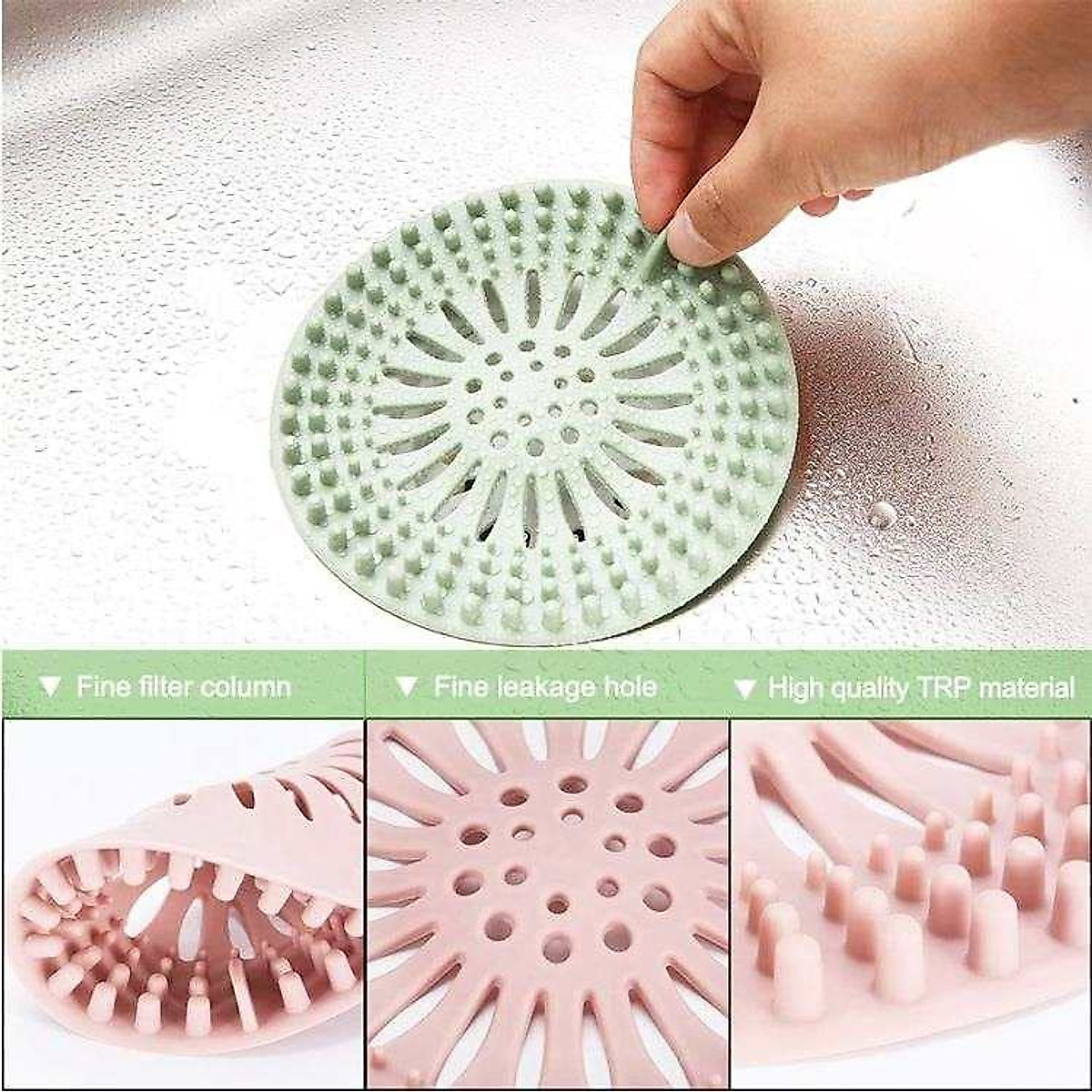 VARSIK Hair Catcher Durable Silicon Hair Stopper Shower and Sink Drain Trap, Cover and Trap for Bathroom, Tub, Kitchen, Sink, Bathtub Easy to Clean and Install 5 Pack