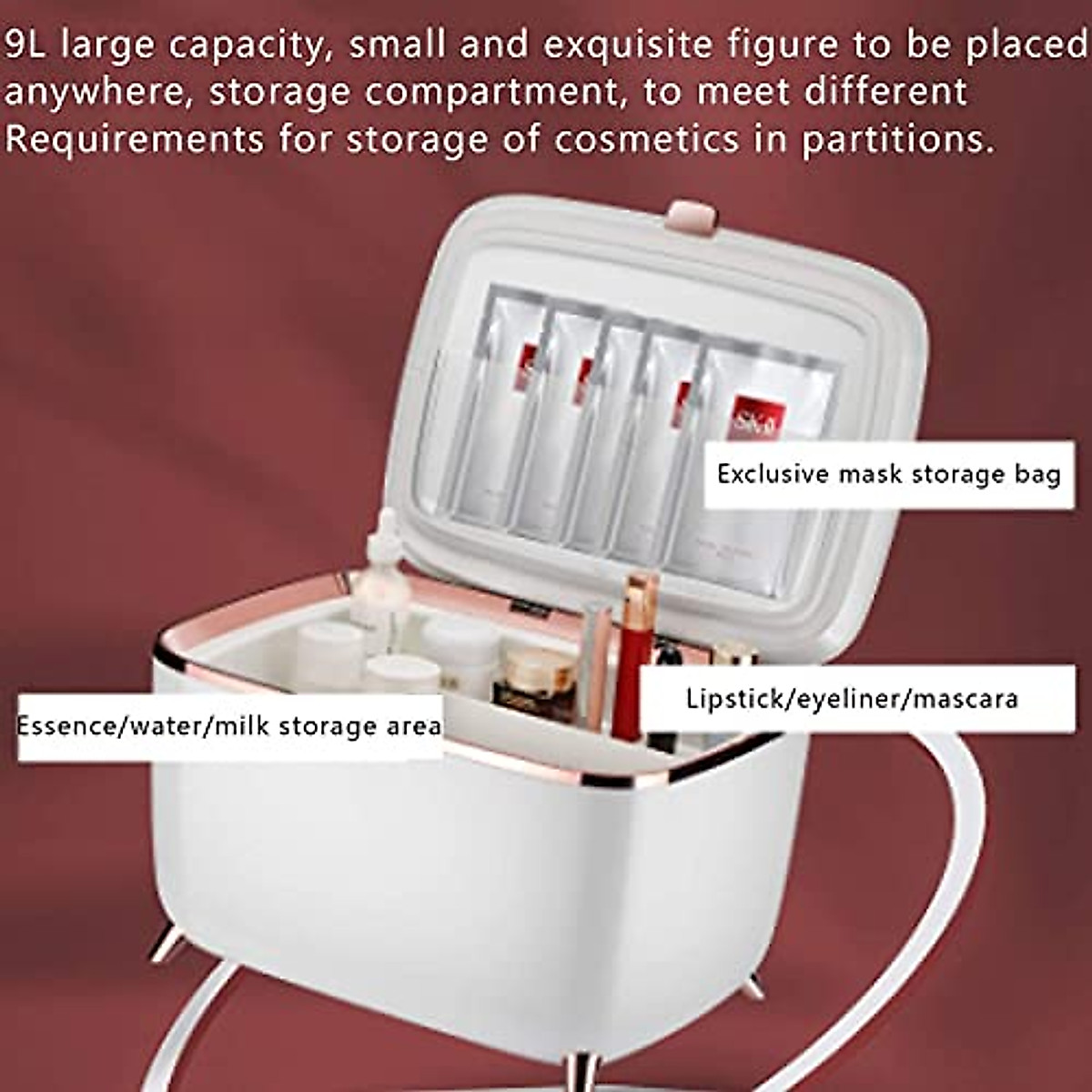REKIRO Mini Fridge Portable Thermoelectric 9 Liter Cooler and Warmer for Skincare, Eco Friendly Beauty Fridge for Foods,Medications, Cosmetics, Breast Milk, Medications Home and Travel
