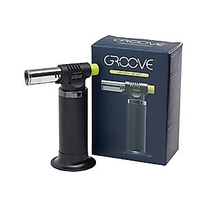 Groove Spark Professional Culinary Butane Torch - 4.29” x 6.38” x 2.6” Versatile Adjustable Flame Blow Torch for Every Kitchen Need & More - Easy Refill 10g Capacity (Butane Not Included) - Yellow