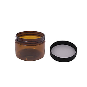 zmybcpack 20 Pack 4 OZ(120ml) Amber Plastic Jars with Black Lids, 10 Spatulas, A Pen, Labels - PET Storage Container for Cosmetic, Cream, Gel, Lotion-Travel Jar Plastic Slime Jars