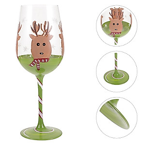 Yardwe Christmas Wine Glass Christmas Wine Glasses with Stem Reindeer Cocktail Goblets Cups Holiday Glassware Xmas Party Drinking Goblets for Birthday Wedding Santa Goblet