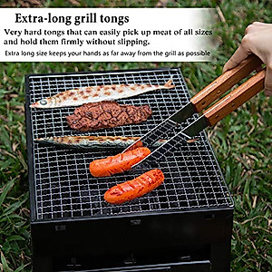 IMAGE Wooded BBQ Accessories Grilling Tools,Stainless Steel BBQ Tools Grill Tools Set for Cooking, Backyard Barbecue & Outdoor Camping Gift for Man Dad Women Barbecue Enthusiasts Set of 4