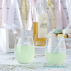 Kate Aspen 9 oz. Stemless Wine Glass (Set of 12)| Kitchen Drinking Glass or DIY Party Favor, Wine Glass Set, White Wine Glass or Red Wine Glass, Modern Stemware