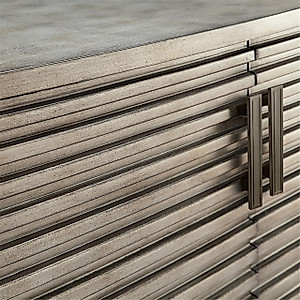 Madison Park West Ridge 2 Shelves Storage Cabinet - Vintage Industrial Rustic Modern, Solid Wood Legs Living Room Furniture Accent Chest, 36"W x 14"D x 34"H, Grey