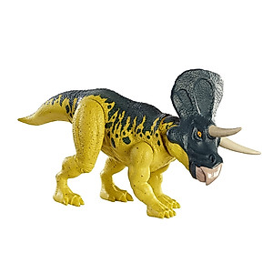 Jurassic World Toys Wild Pack Zuniceratops Herbivore Dinosaur Action Figure Toy with Movable Joints, Realistic Sculpting & Attack Feature, Kids Gift Ages 3 Years & Older