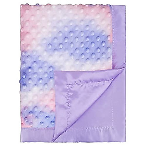 Silky Satin Baby Blanket+Bear Security Blanket for Girls Unique Tie Dye Minky Fabric with Soft Luxury Silk Silky Backing Toddlers Blanket for Sleeping Nursery Travel Decoration Purple 30 x 40 Inch