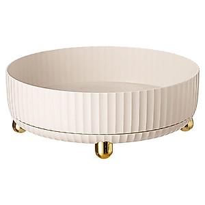 Fenteer Lazy Susan Rotating Storage Tray Round Turntable Multi-Function Storage Decorative Spice Organizer for Countertop Office Bathroom Jars Cans - White