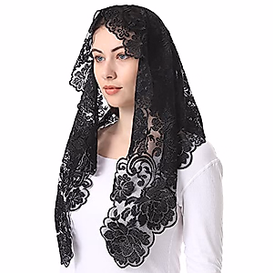 Bozidol Women's Catholic Church Mass Mantilla Veils Triangle Orthodox Headcovering Chapel Soft Lace Veil for Funeral
