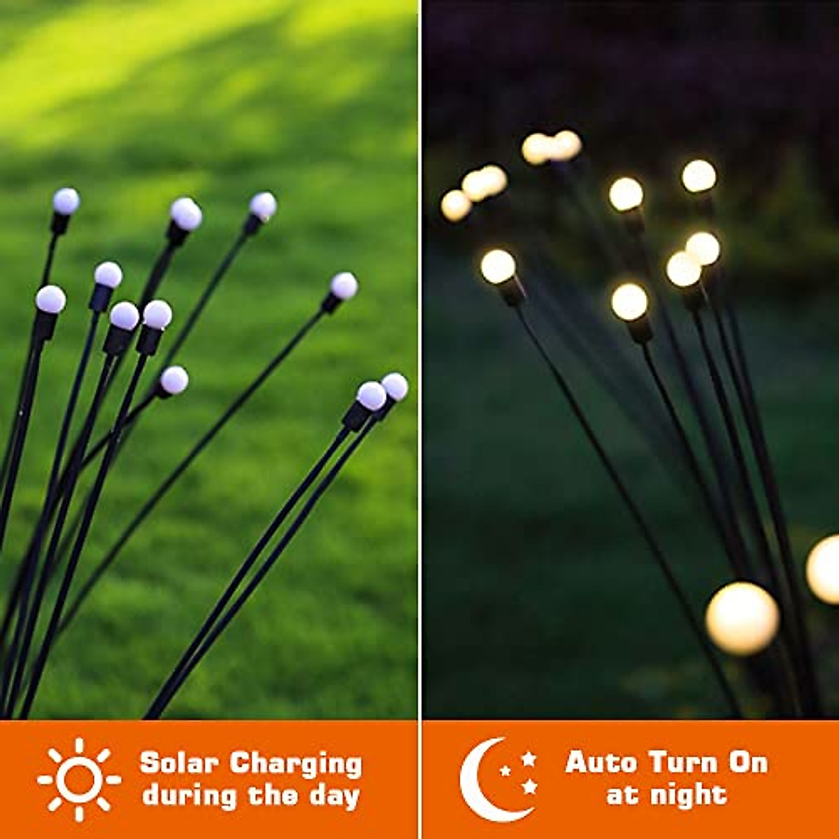 Molice Solar Swaying Lights,Outdoor Waterproof Solar Powered Firefly Lights,Solar Decorative Landscape Lights Solar Garden Lights for Pathway Yard, Warm White(6 Pack)