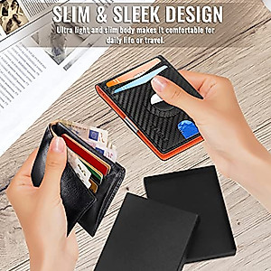 Wallet With Airtag Holder for Mens, Slim Long Bifold Wallets for Men RFID Blocking Wallets Business Card Holder Credit Card Holder Purse Black Airtag Wallet with Money Clip Large Capacity Mens Gift