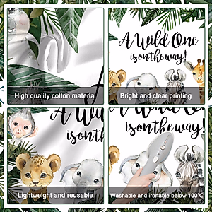 Mocsicka Safari Baby Shower Backdrop Jungle Animals Background Tropical Zoo Animals Party Cake Table Decoration Photo Booth Props (7x5ft)