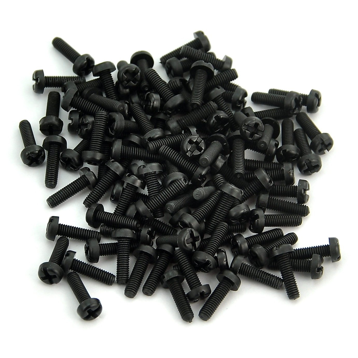 Electronics-Salon 100pcs M3 x 10mm Nylon Machine Screw, Black, Combination Phillips-Slotted Drive, Pan Head, Metric