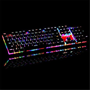 Teerwere Gaming Keyboard 104 Key RGB Backlit Mechanical Gaming Keyboard Blue Switch for Gamers Officers Mechanical Gaming Keyboard (Color : Gray, Size : One Size)